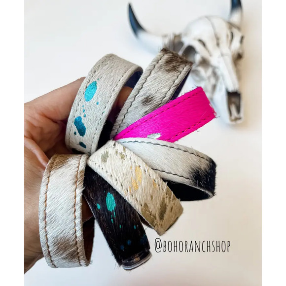Boho Ranch Shop | Jewelry | Cowhide Bracelets Hair On Cowhide Genuine ...